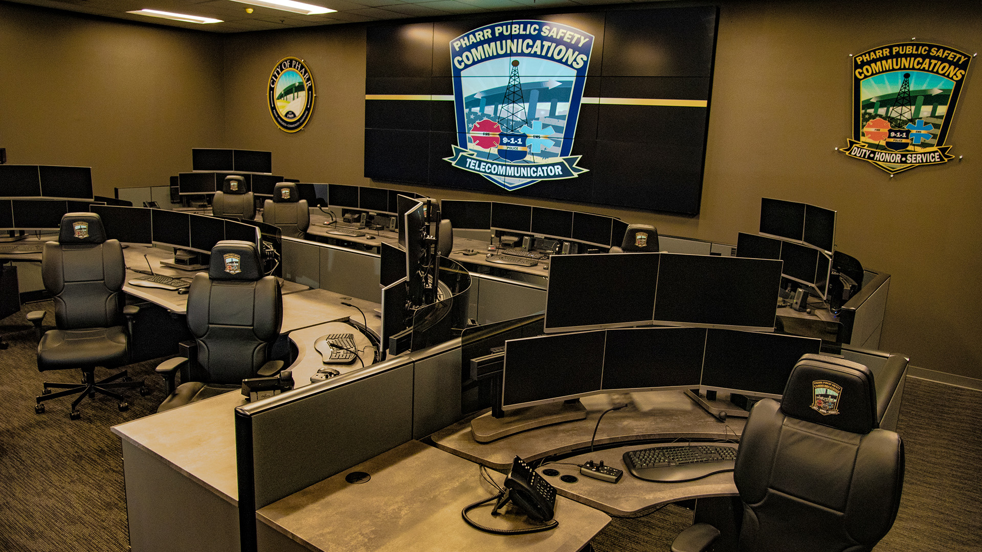 Pharr Public Safety Comm. Dept. Photos | Xybix Desks for 911 Dispatch